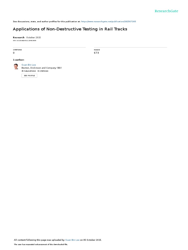 Applications of Non-Destructive Testing in Rail Tracks: October 2015 ...