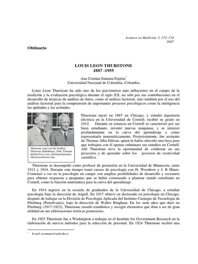 Louis Leon Thurstone | PDF | Cognición | Science