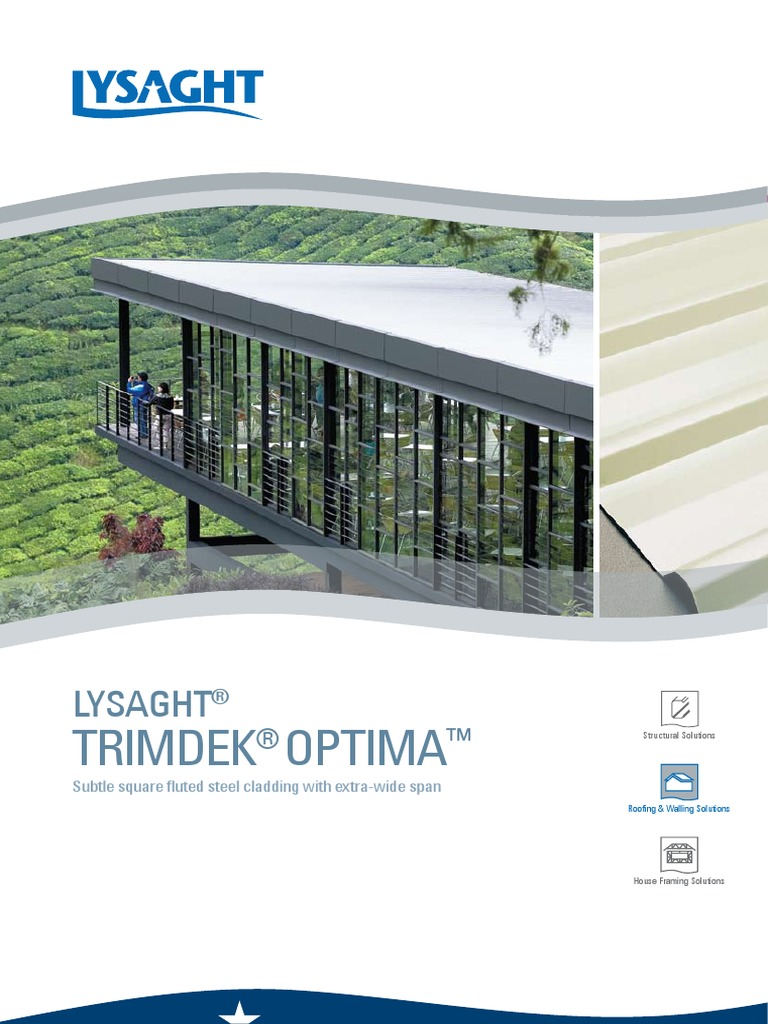Trimdek Optima: Lysaght | PDF | Roof | Screw
