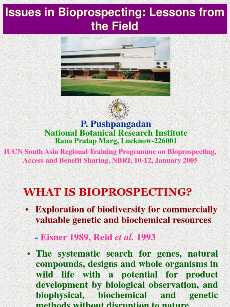Issues in Bioprospecting: Lessons From The Field: P. Pushpangadan | PDF ...