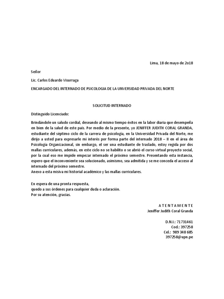 Solicitud Internado | PDF