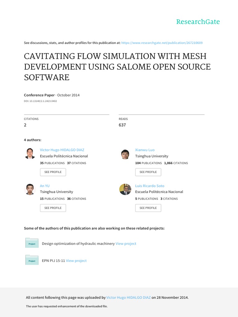 Cavitating Flow Simulation With Mesh Development Using Salome Open ...