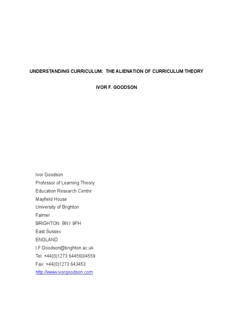 On Understanding Curriculum | PDF | Curriculum | Theory