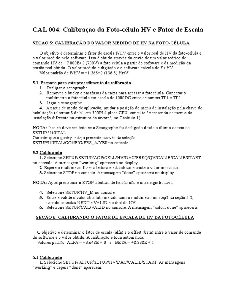 Manual de Calibração GE 700 e 800T | PDF | Ótica | Algoritmos