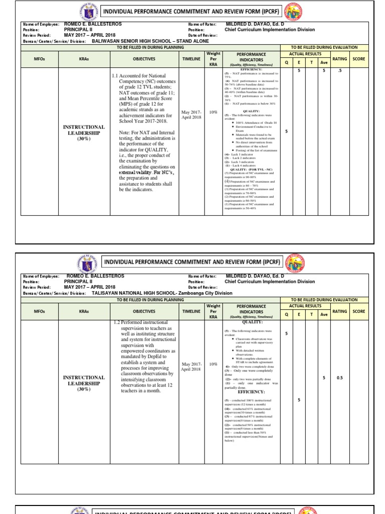 OPCRF 2016 2017 Updated | PDF | Educational Assessment | Test (Assessment)