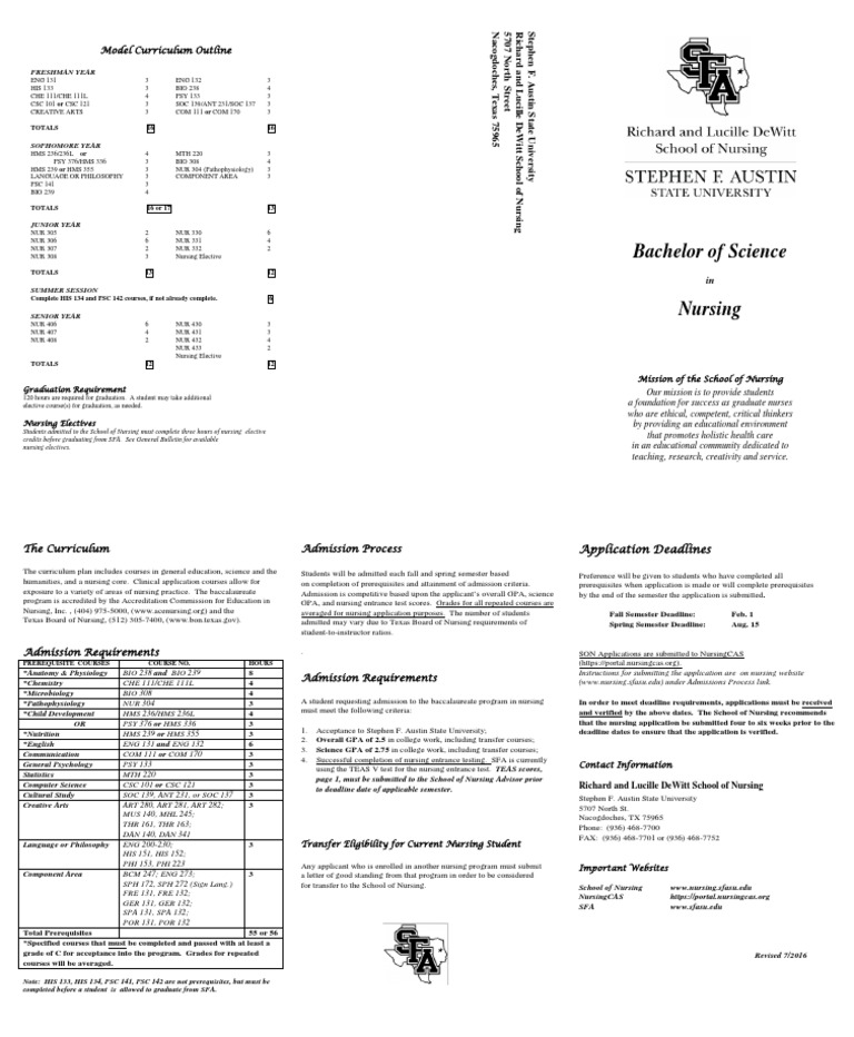 BSN Brochure-Revised July 2016 | PDF | University And College Admission ...
