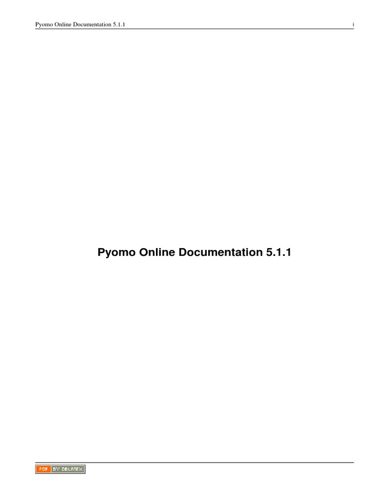 Pyomo Documentation 5.1.1 Guide | PDF | Parameter (Computer Programming ...