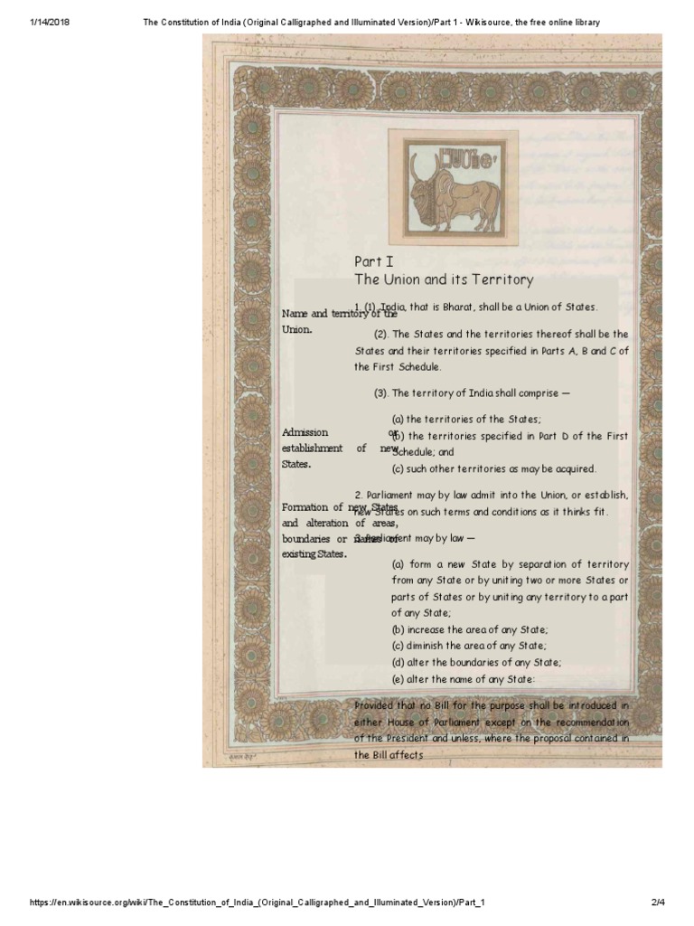 The Constitution of India (Original Calligraphed and Illuminated ...