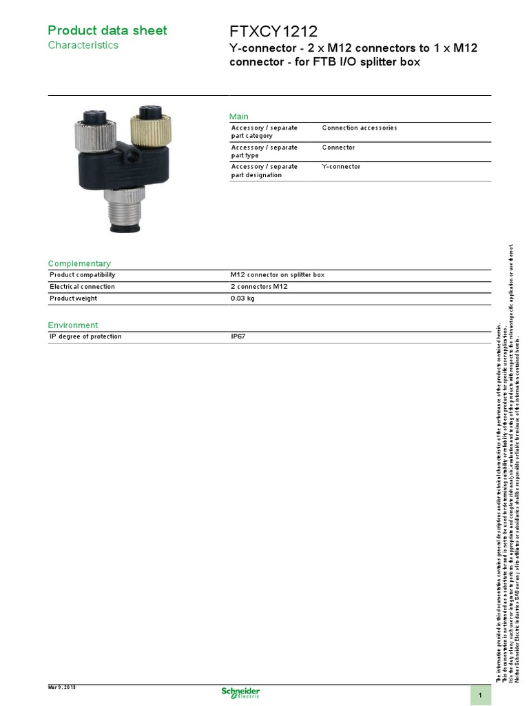 Y-Connector M12 Splitter Data Sheet | PDF | Computing | Business