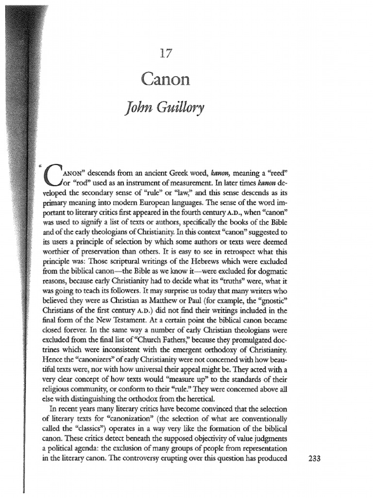 Guillory, John. Canon | PDF