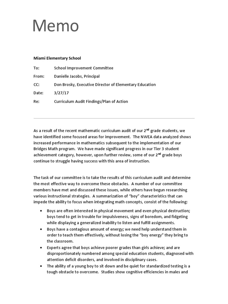 School Improvement Committee Memo | PDF | Classroom | Educational ...