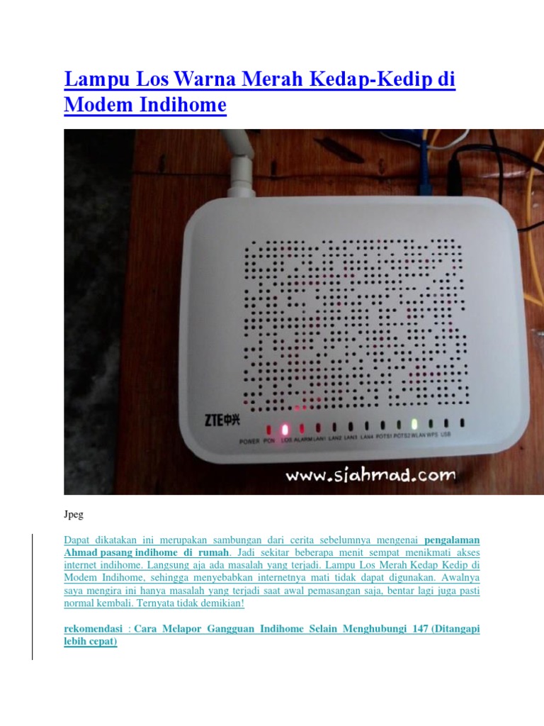 Lampu Los Wifi Indihome Warna Merah Kedap | PDF | Komputer