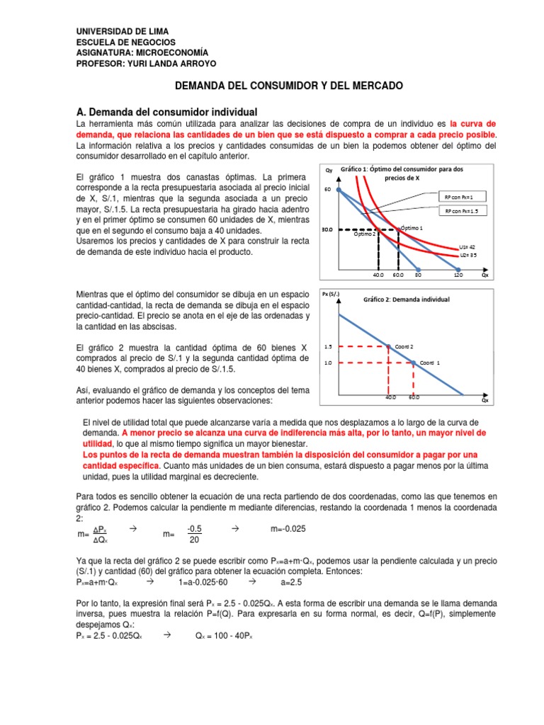 Demanda Individual y de Mercado-Apuntes | PDF | Elasticidad (economía ...