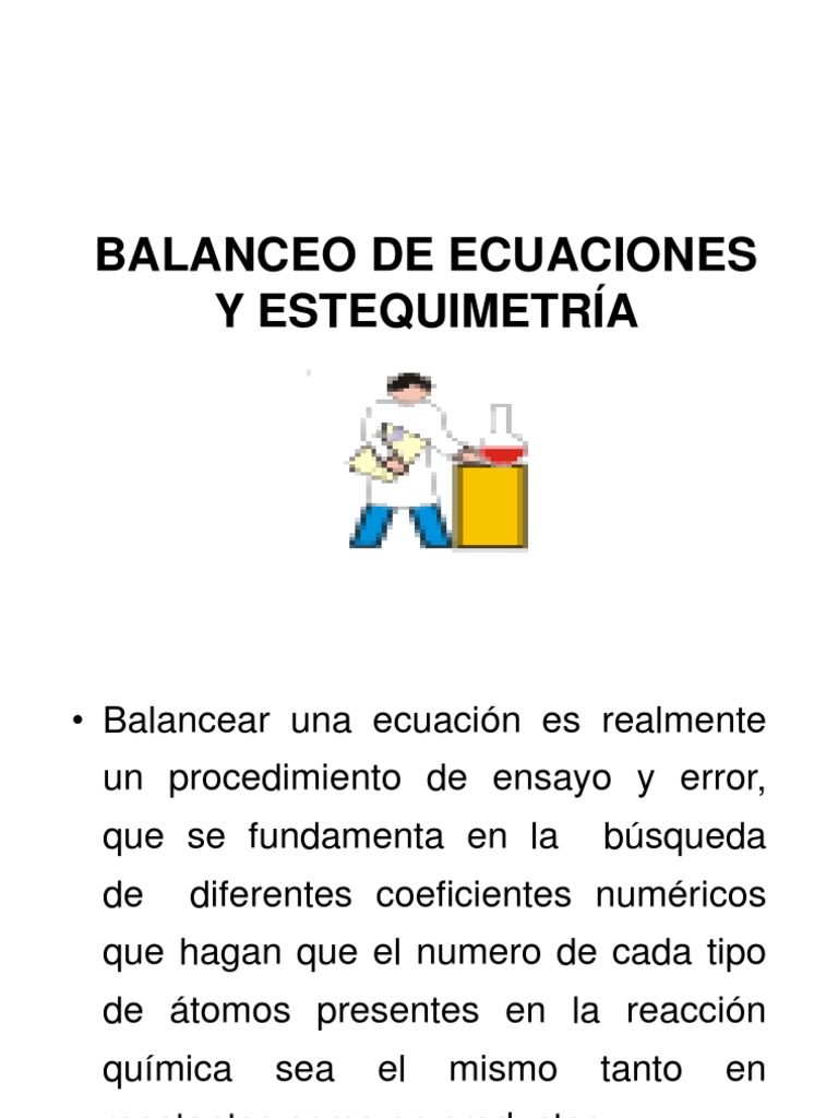 Balanceo de Ecuaciones Químicas | PDF | Reacciones químicas | Mole (Unidad)