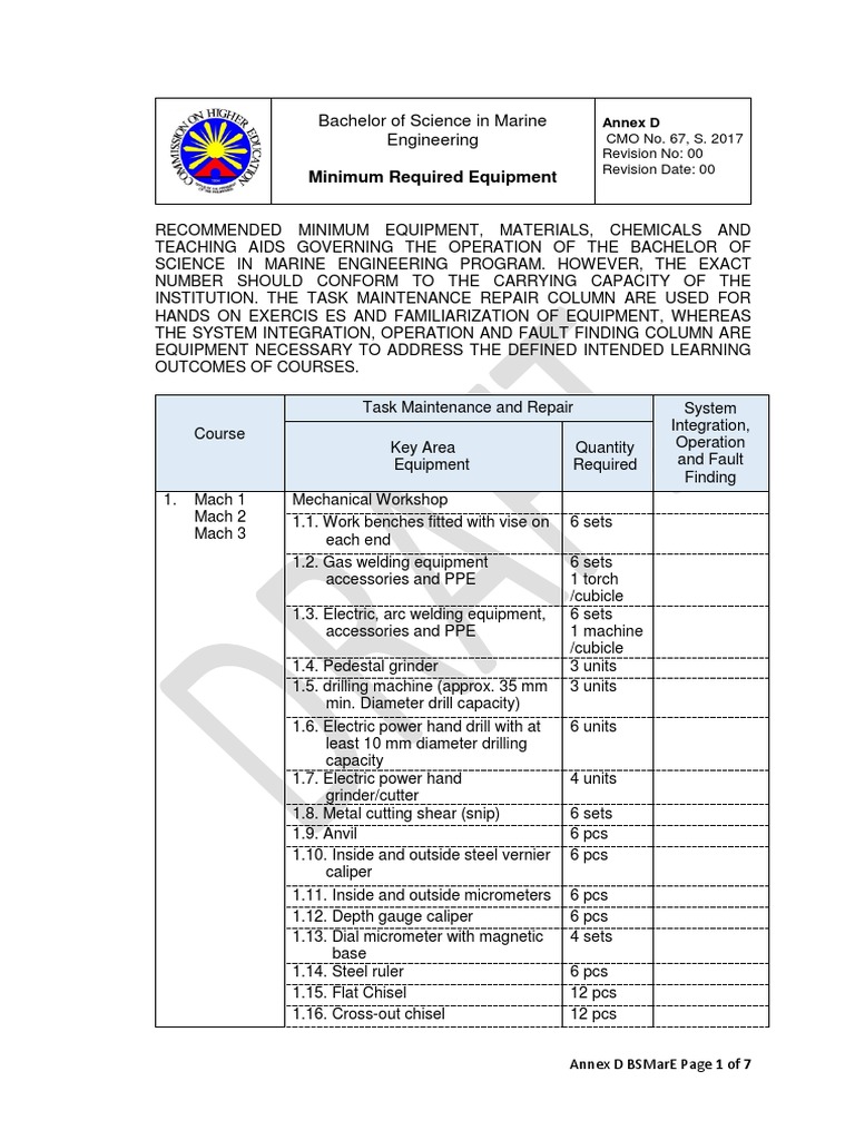 Annex-D Equipment BSMarE PH | PDF | Pump | Diesel Engine