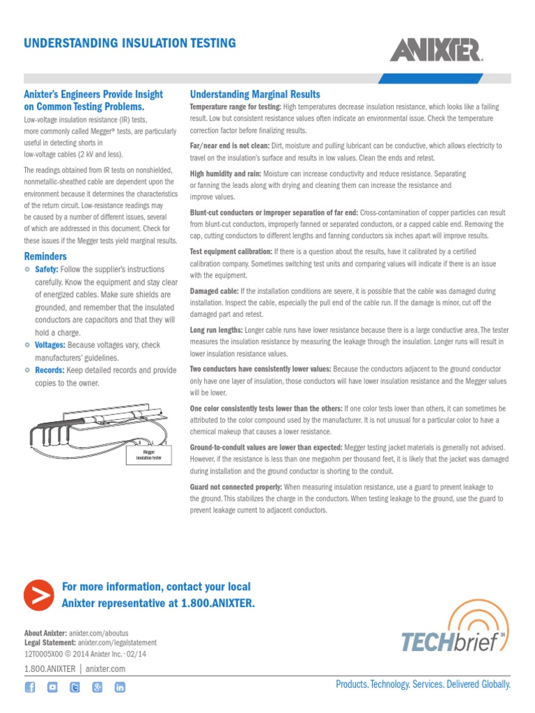 Anixter Understanding Insulation Testing Techbriefs En Download Free