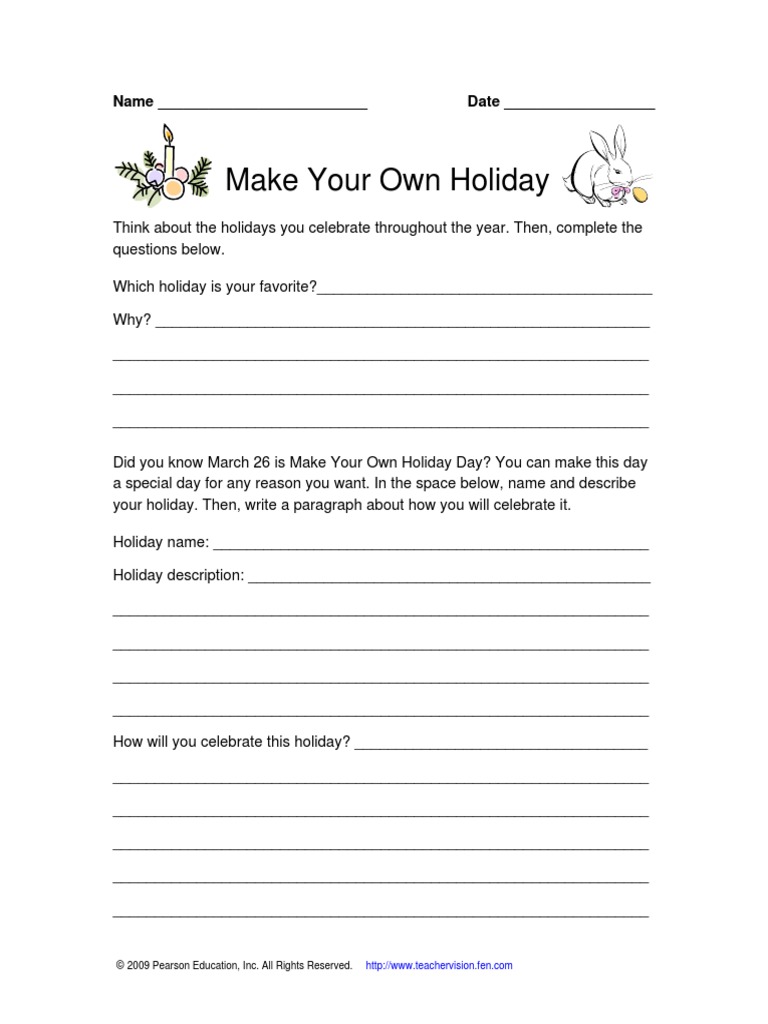 Make Your Own Holiday: Name - Date | PDF