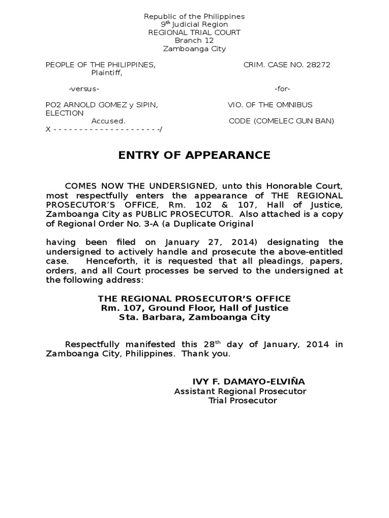 Entry of Appearance | PDF