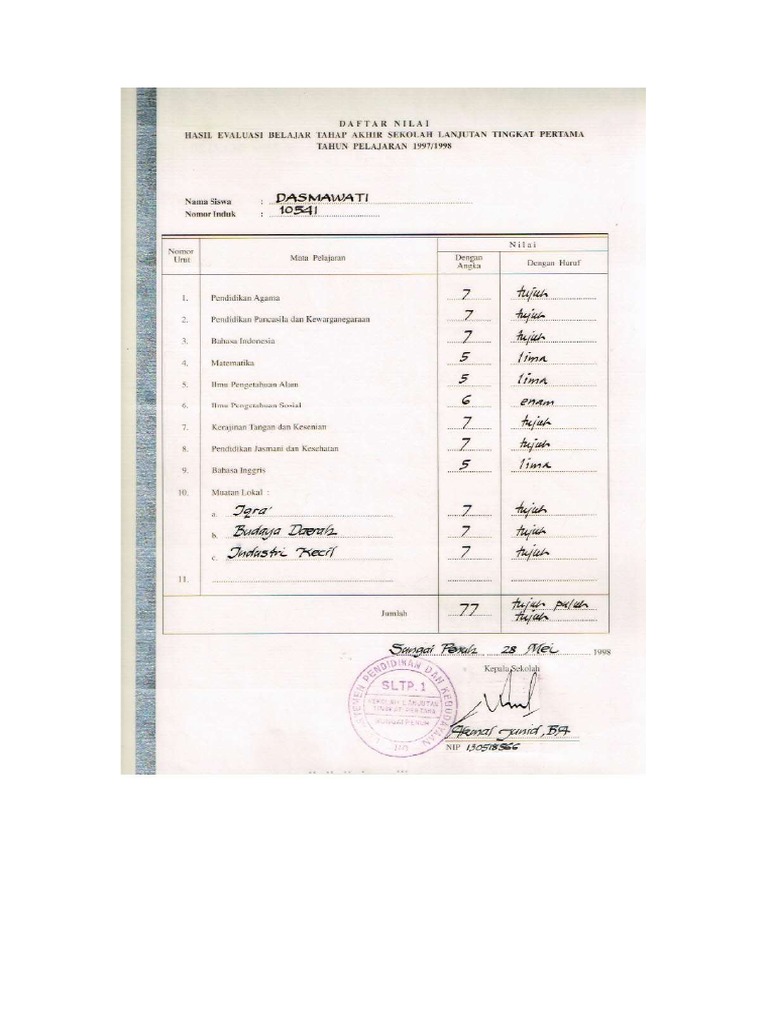 Nilai Ijazah SMP | PDF