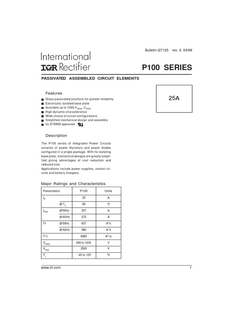 P100 Series: Passivated Assembled Circuit Elements | PDF | Root Mean ...