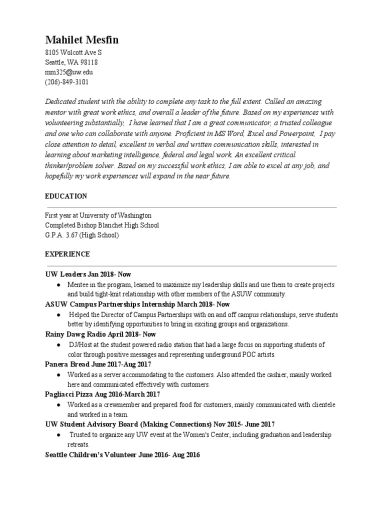 Final Resume | PDF | Mentorship | Behavior Modification