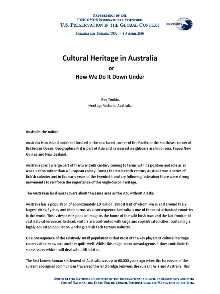 Cultural Heritage in Australia | PDF | Australia | Historic Preservation