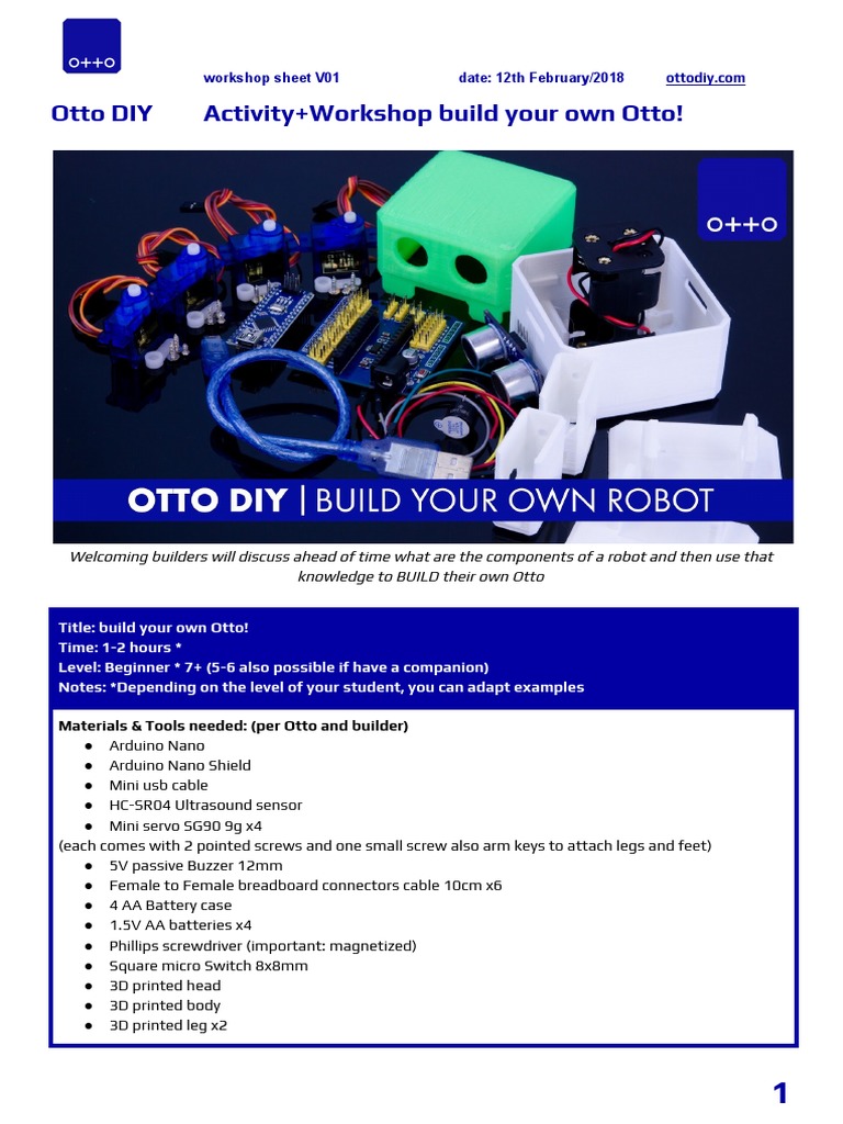 Otto DIY Activity+Workshop Build Your Own Otto!: Workshop Sheet V01 ...