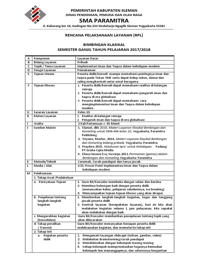 RPL Implementasi Iman Dan Taqwa Di Kehidupan Modern (Ganjil) | PDF