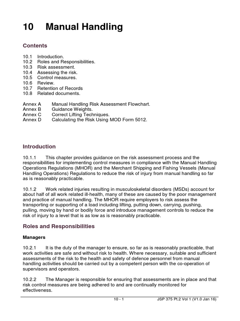 Manual Handling Risk Assessment Guide | PDF | Risk Assessment | Risk