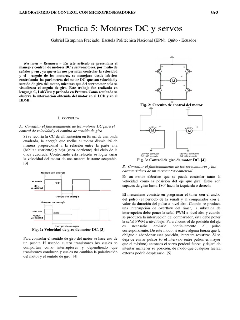 Control de Motores DC y Servomotores | PDF | Ingeniería Electrónica ...
