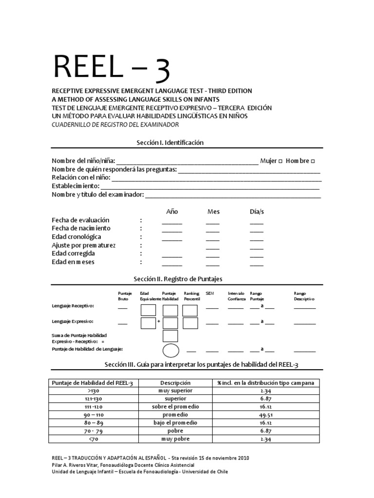 Manual de Evaluación REEL-3 en Español | PDF | Patología del habla y ...