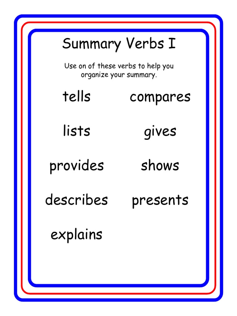 Summary Verbs PDF | PDF