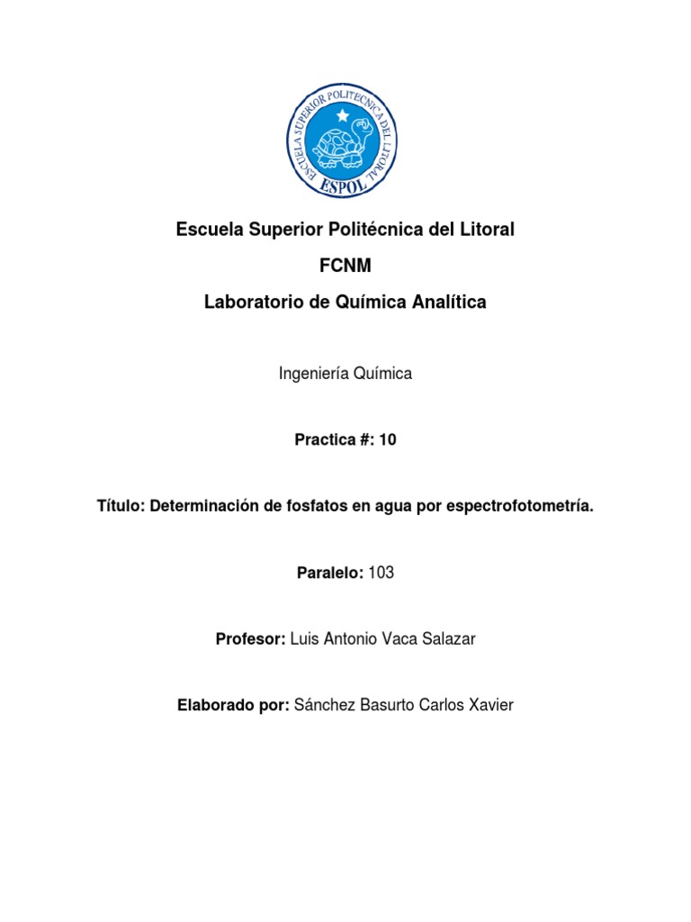 Determinacion De Fosfatos En Agua Por Espectrofotometria Pdf