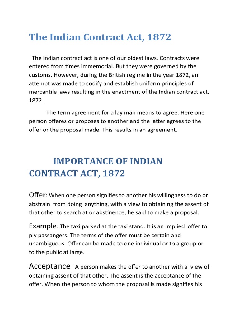 The Indian Contract Act | PDF | Legal Concepts | Civil Law (Legal System)