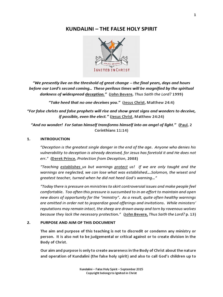 Kundalini The False Holy Spirit | PDF | Born Again | Soul