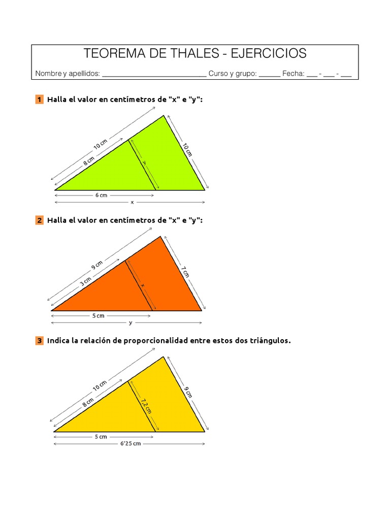 Ejercicios Del Teorema de Thales PDF | PDF