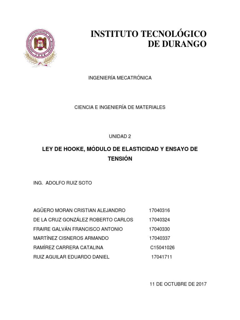 Ley de Hooke | PDF | El módulo de Young | Mecánica de sólidos