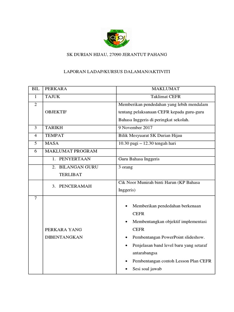 LAPORAN LADAP Cefr | PDF