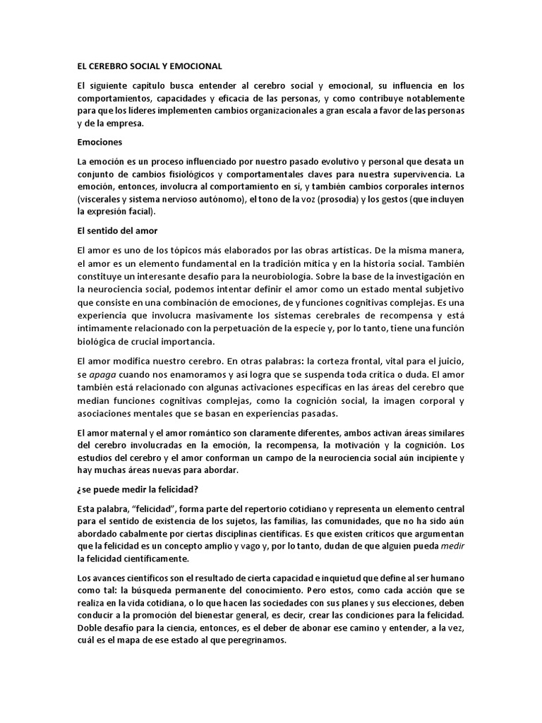 El Cerebro Social Y Emocional Pdf Las Emociones Creatividad