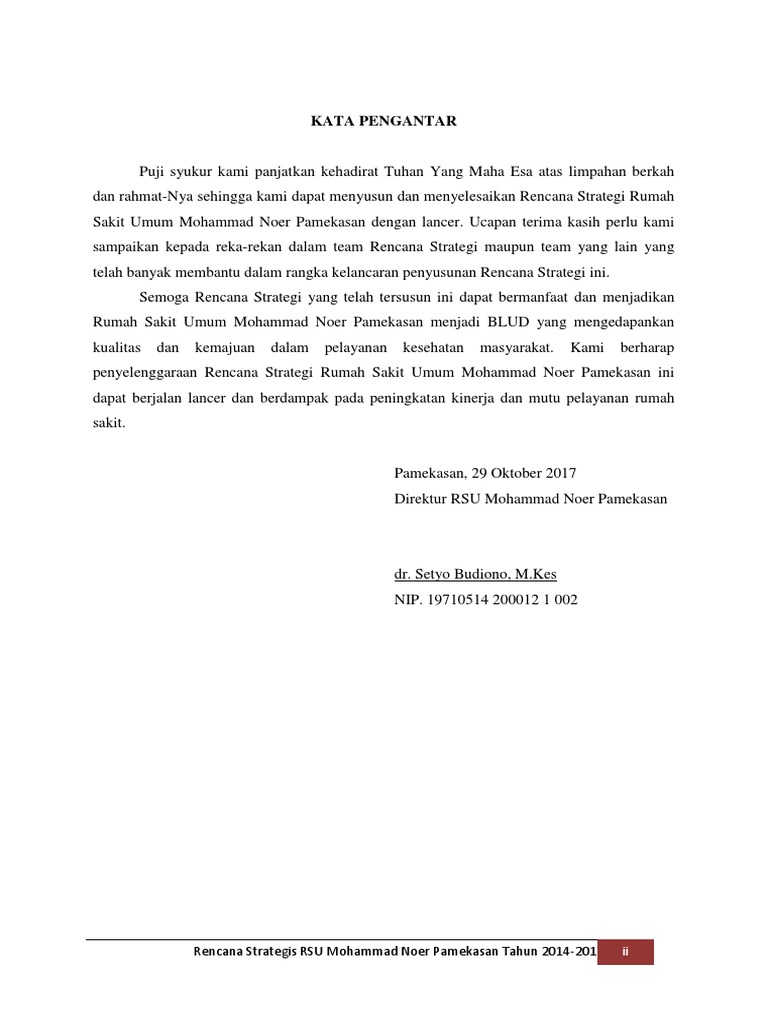 Renstra RSU Mohammad Noer Tahun 2014-2019 | PDF