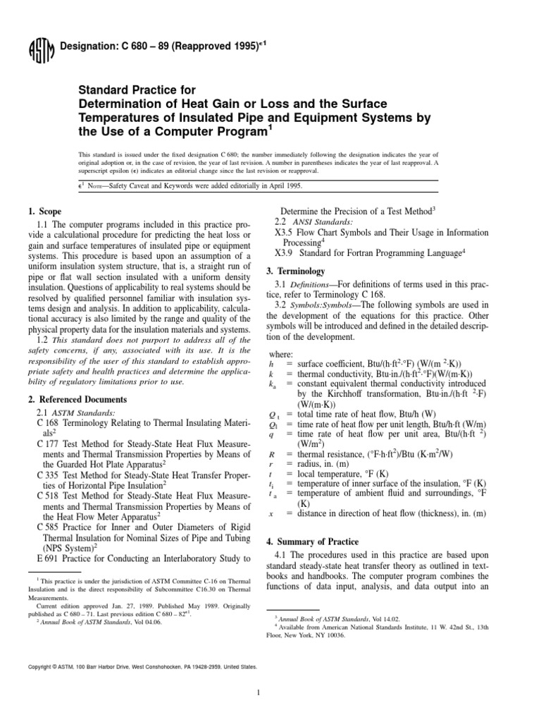 Astm C680 PDF | PDF | Thermal Conductivity | Heat Transfer