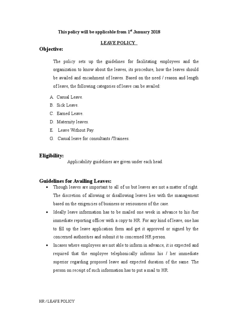 Leave Policy | PDF | Sick Leave | Parental Leave