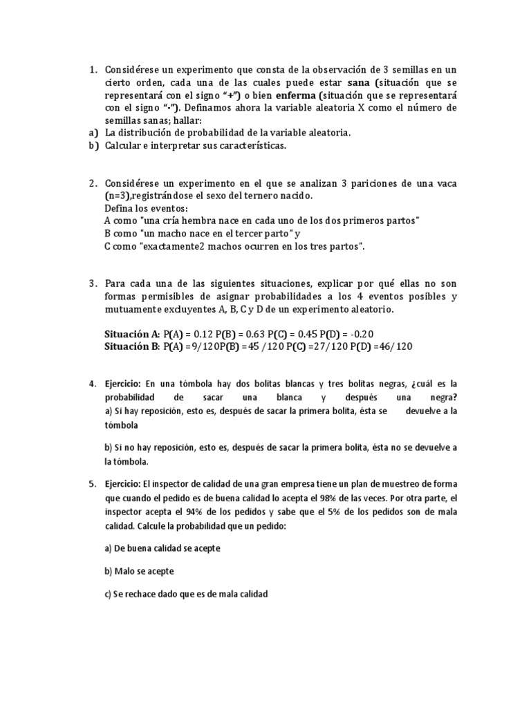 Ejercicios Prob. | PDF | Distribución de veneno | Enseñanza de matemática