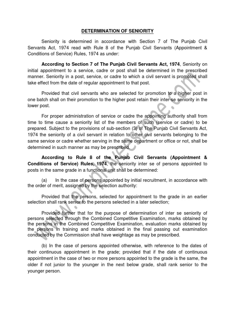 Determination of Seniority | PDF | Civil Service | Common Law