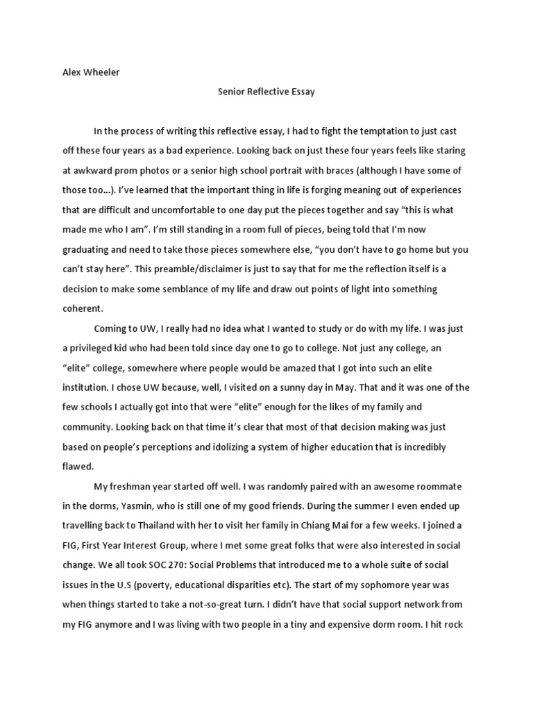 Senior Reflective Essay | PDF | Philippines