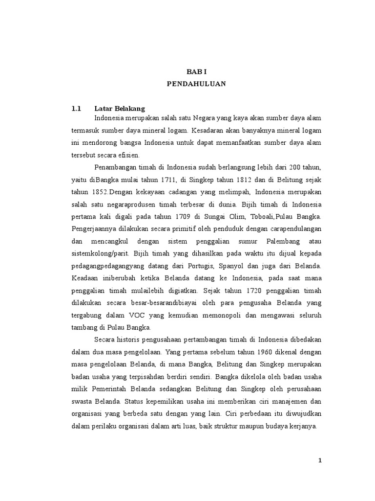 Makalah Timah Primer (Pengolahan Bahan Galian) | PDF