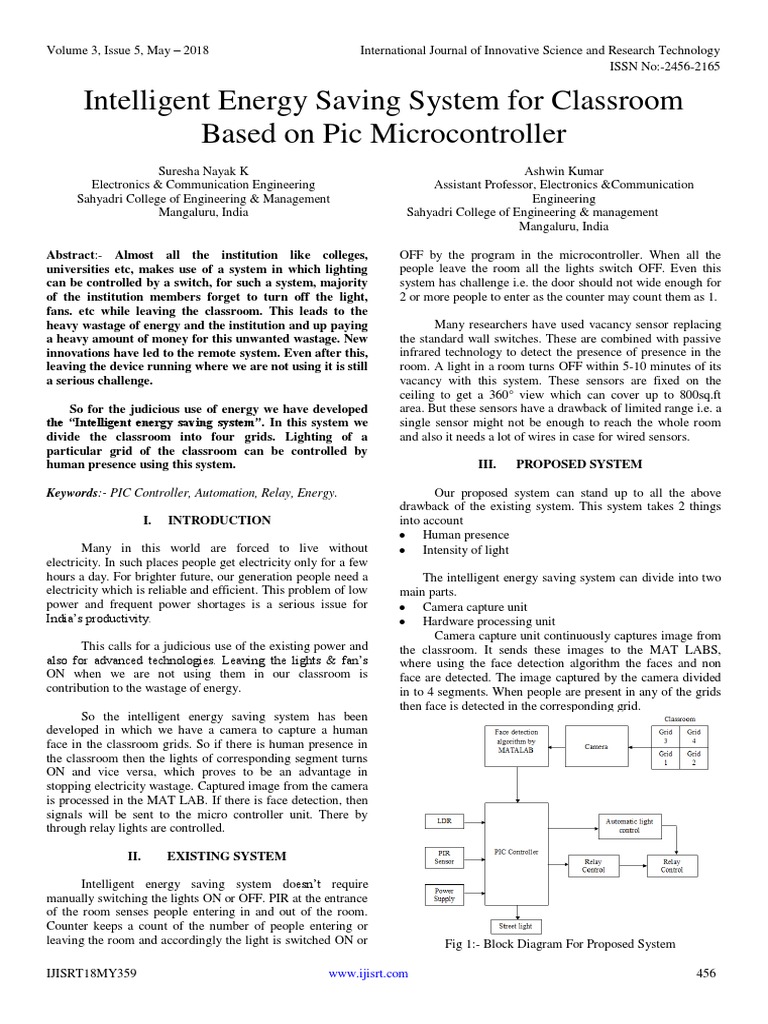 Intelligent Energy Saving System For Classroom Based On Pic ...