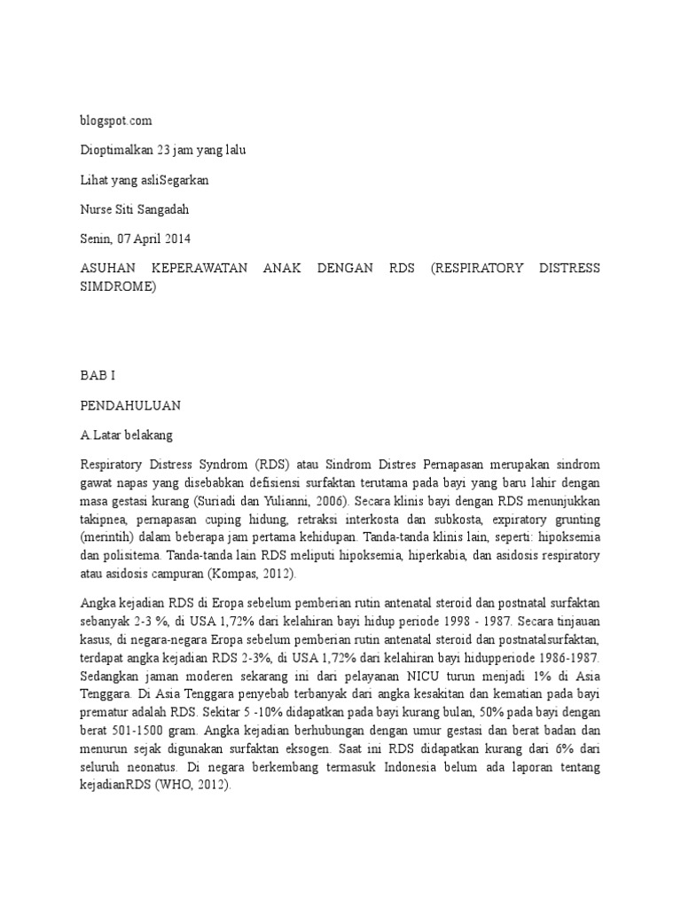 Askep Gadar RDS | PDF