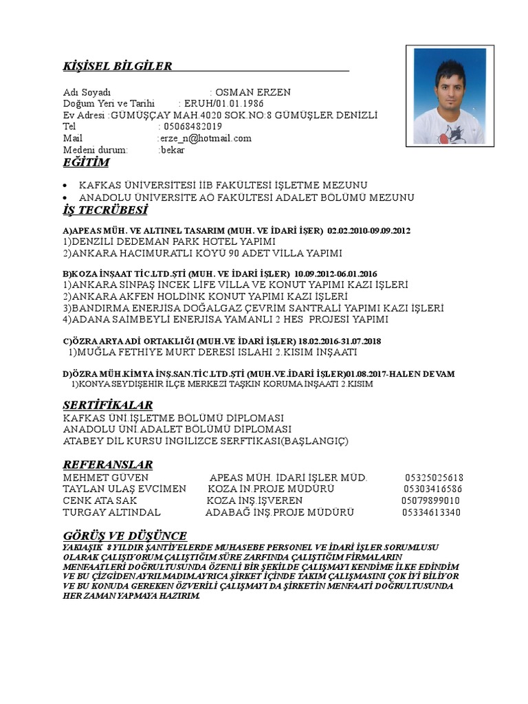 Osman Erzen CV | PDF