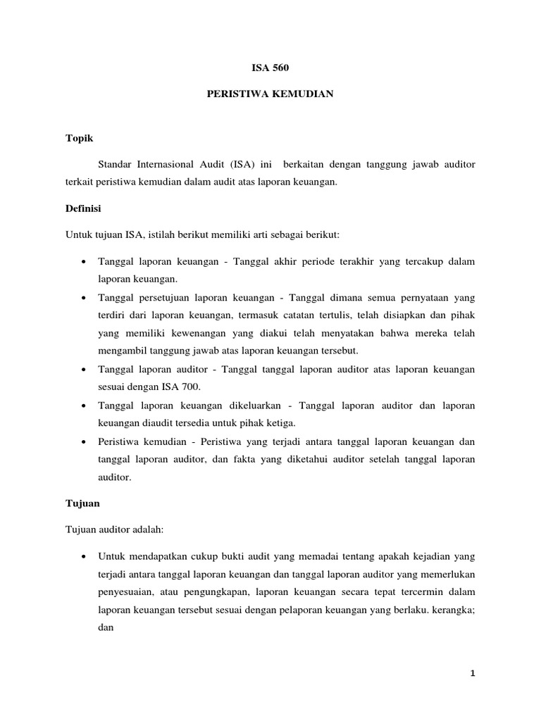 Isa 560 | PDF | Bisnis